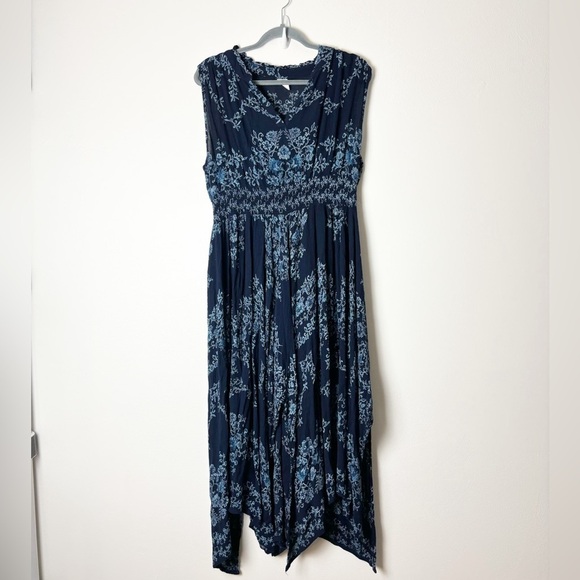 Bila | Dresses | Bila Womens Navy Blue Floral Front Slits Maxi Dress ...